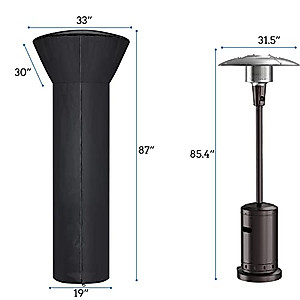 ZEJUN Patio Heater Covers, Waterproof Outdoor Heater Cover, Propane Heater Covers for Standing Heater, 87" x 33" x 19" in Dustproof, Wind-Resistant, UV-Resistant, Snow-Resistant with Storage Bag
