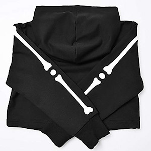 Perfashion Girls Halloween Sweatshirt Skeleton Crop Hoodie Glow in the Dark for Kids Costume 10 11