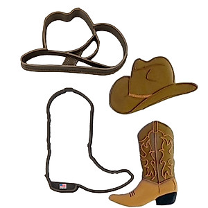 COWBOY COOKIE CUTTERS Wild West Country Cowboy Cowgirl Boot And Rustic Western Rodeo Hat Cookie Cutters Made In America (2 Pack)