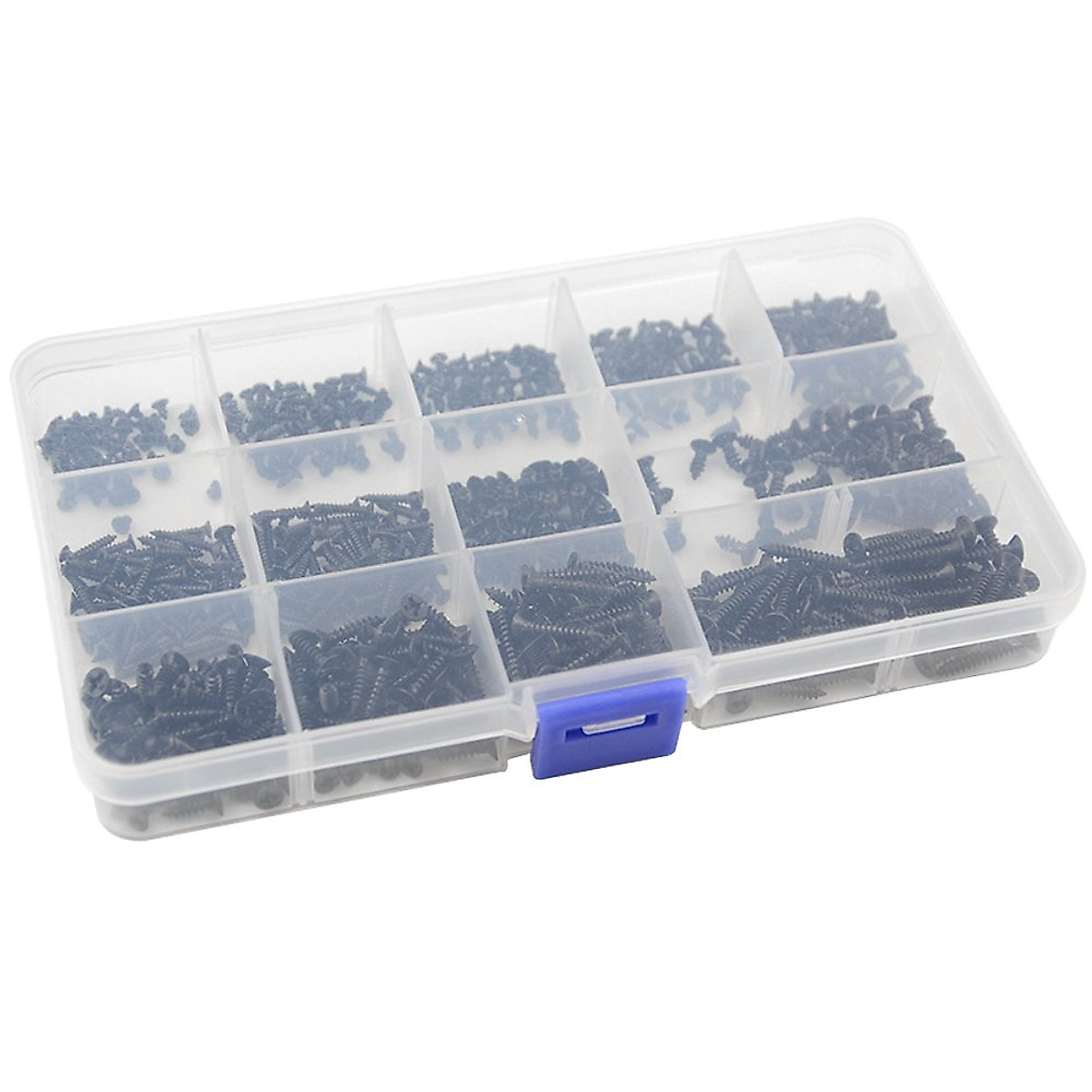 XINGYHENG 650Pcs 13 Kinds M2 M2.3 M3 Black Sunk Head Self Tapping Screw Black Oxide Stainless Flat Cross Recessed Pan Head Screw Assortment Kit
