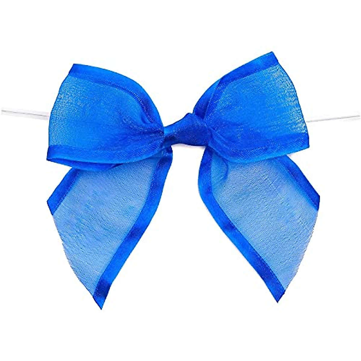 Blue Organza Bow Twist Ties for Favors and Treat Bags (1.5 Inches, 36 Pack)