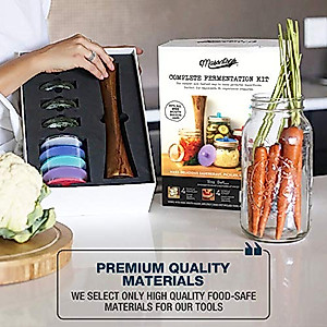 Masontops Complete Mason Jar Fermentation Kit - Pickle Kit, Sauerkraut Making Kit Kimchi Container - Fermentation Airlock Lids Wide Mouth Mason Jars