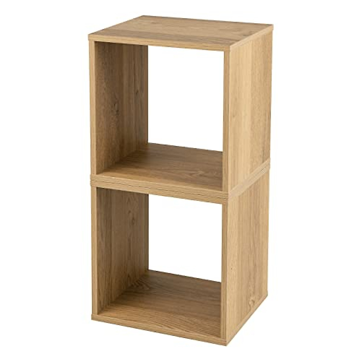 Giantex 2 Cube Bookshelf Organizer, 2-Tier 15'' Tall Open Shelving with Anti-toppling Device, Cube Storage Organizer, Record Player Stand, Wood Bookshelf for Living Room, Bedroom, Kids Room