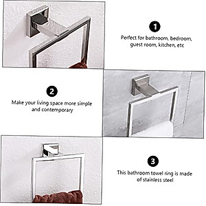 Yardwe 1pc Square Towel Ring Wall Mounted Towel Holder Wall Mounted Towel Rack Square Towel Holder Adhesive Towel Ring Bathroom Towel Ring Towel Ring Holder Stainless Steel Towel Holder
