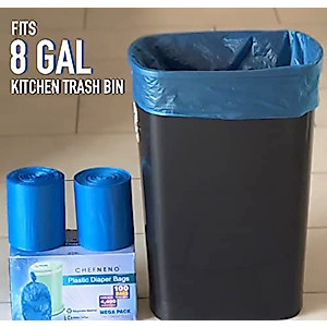 Disposable Diaper Pail Refill Plastic Bag (100 count) Compatible with Ubbi Diaper Bag Pail 13 Gal Capacity Diaper Pail Bag Fits 8 Gallon Medium Kitchen Trash Bag Heavy Duty Large Garbage Bag, 100 Bags