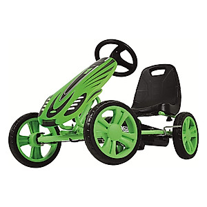 Hauck Speedster Pedal Go-Kart for Kids Ages 4-8 with Adjustable Bucket Seat, Large Front Plate, Handbrake, and EVA Plastic Wheels, Green