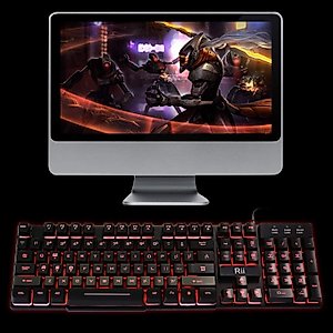 Rii RK100 3 Colors LED Backlit Mechanical Feeling USB Wired Multimedia Office Keyboard For Working or Primer Gaming,Office Device (Renewed)