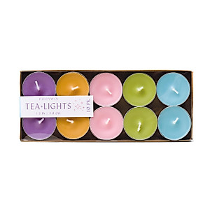 Paddywax Unscented Tea Light Candles Colorful Candle Tealights, Pack of 10, Spring Colors