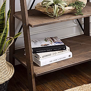 Walker Edison X Back Modern Farmhouse Wood Bookcase Bookshelf Home Office Living Room Storage, 4 Shelves, Brown