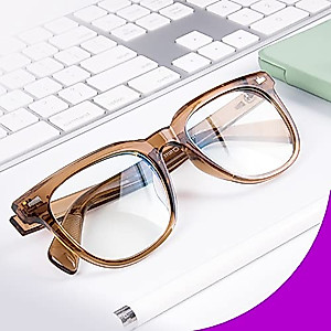 VISOONE Square TR90 Blue Light Blocking Glasses with Anti Glare Computer Glass Woman and Men SAGE