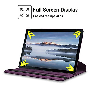 Case for Samsung Galaxy Tab S4 10.5 inch 2018 (SM-T830 SM-T835 SM-T837), 360 Degree Rotating Stand Case Smart Protective Cover with Stylus Pen,Screen Film (Purple)
