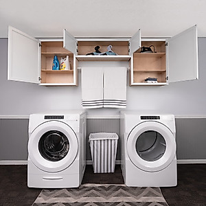 Quicklock Laundry Room Cabinets | 72" - 84" Wide | Shaker Style | Soft Close Hardware (Pure White, 12" D x 72" W x 30" H)