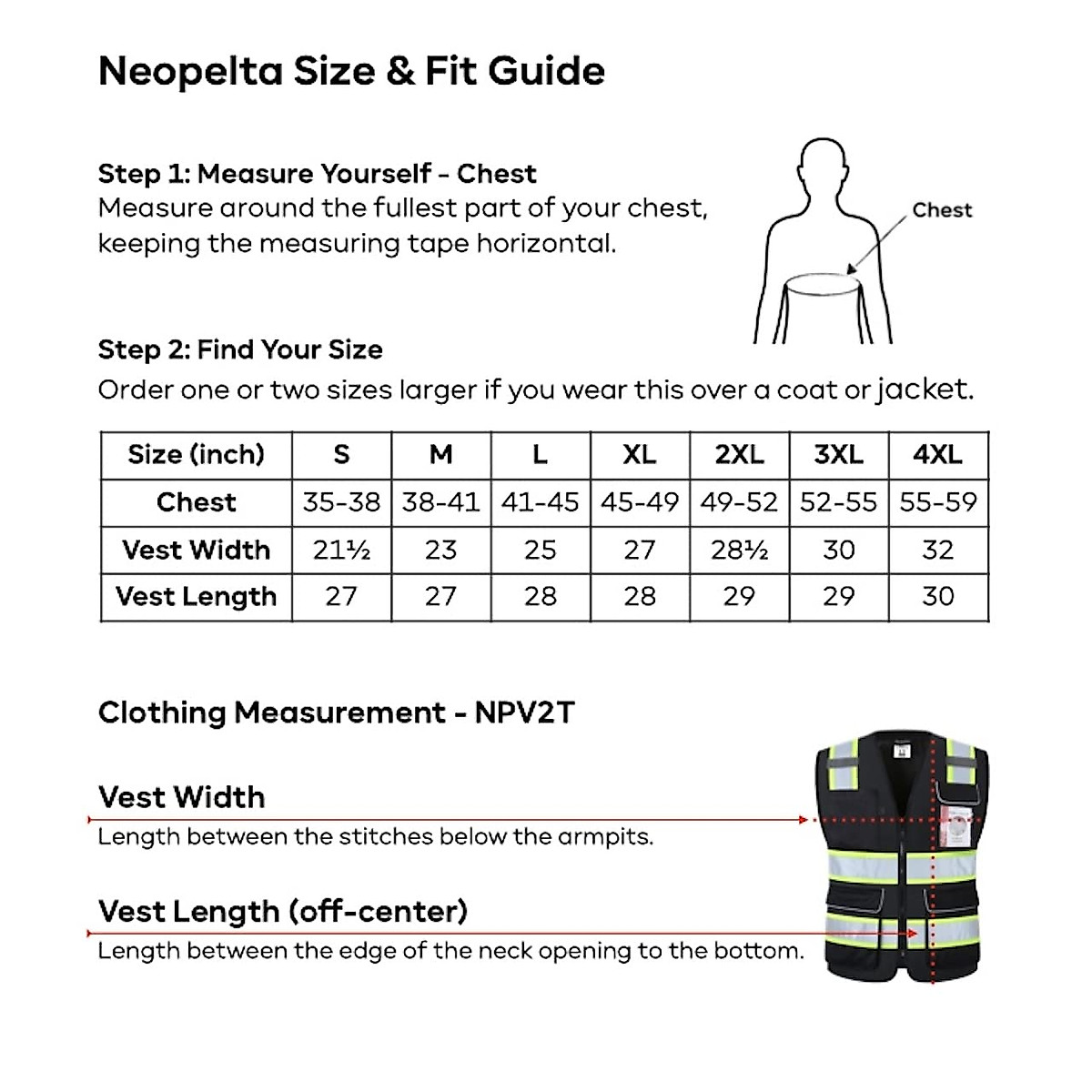 Neopelta Reflective Safety Vest Black Mesh, High Visibility Vest with Pockets and Zipper, Padded Neck, Black with Yellow Trim L