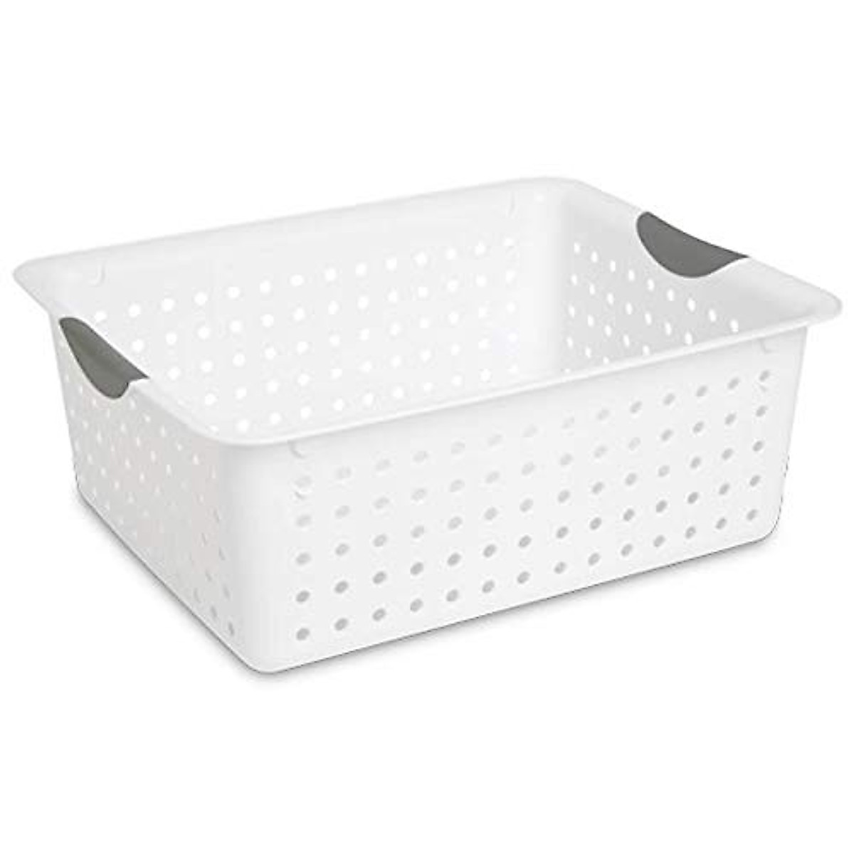Sterilite Large Ultra Plastic Basket with Handles, 6 Count, and Medium Ultra Plastic Basket with Handles, 12 Count Storage Solution System for Home