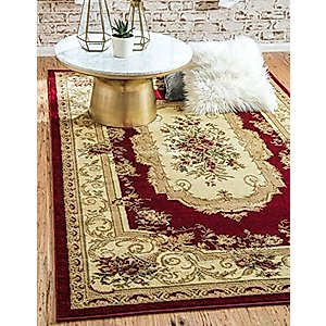 Unique Loom Versailles Collection Traditional Classic Floral Motif Area Rug (5' 0 x 8' 0 Rectangular, Burgundy/ Ivory)