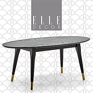 Elle Decor Clementine Mid-Century Modern Living Room Furniture Collection, Oval Coffee Table, Cocoa 39.37 in x 19.69 in x 15.75 in