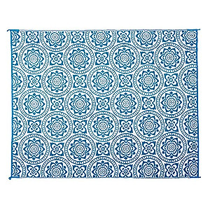 Stylish Camping 258103 Outdoor Mat – Virgin Polypropylene-Easy to Clean – Perfect for Picnics, Cookouts, Camping, The Beach, and Patio, 8'x10', Turquoise/White