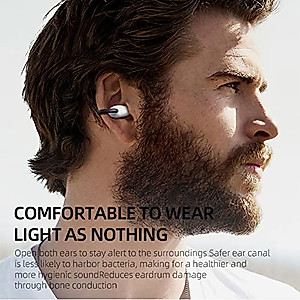 Wireless Ear Clip Bone Conduction Headphones Bluetooth Open Ear Waterproof Bluetooth Bone Conduction Earbuds Ear Clip Bone Conduction Head Set Painless Long Battery Life for Sports,Working,Driving