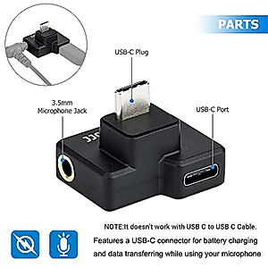 Dual USB-C 3.5mm Mic Adapter for DJI Osmo Action (Not Compatible with DJI Osmo Action 2 and Action 3) Charging and Data Transferring, Audio Adapter Vlogging Accessories for OSMO Action Camera