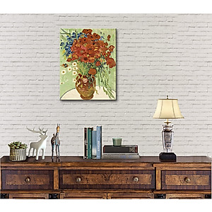 msspart Red Poppies and Daisies by Vincent Van Gogh, Floral Oil Paintings Reproduction Flowers Pictures Artwork, Canvas Wall Art Print for Home Decoration - 12"x16"