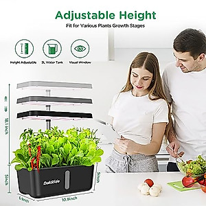 DakRide Mini Hydroponics Growing System, Indoor Herb Garden System with LED Grow Light, Plants Germination Kit with Automatic Timer, Quiet Water Pump, Height Adjustable for Family, 8 Pods