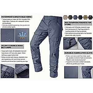 OCANXUE Tactical Pants Camo Cargo Pants for Men Outdoor Hiking Pants Ripstop Work Pants Multi Pocket Pants No Belt No Knee Pads Gray 34