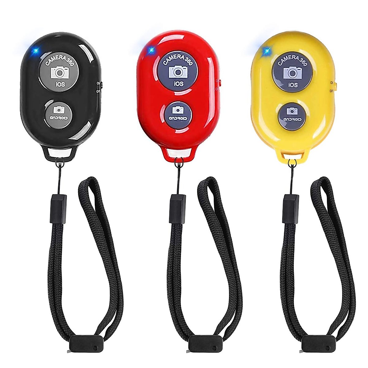 Wireless Remote Shutter for Cellphones and Tablets (3 Pack), AOQIYUE Bluetooth Remote for iPhone/Android Camera Control, Selfie Clicker for Photos and Videos - Wrist Strap Included