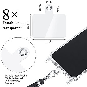 8 Pieces Phone Lanyard Patch Universal Phone Tether Plastic Phone Tether Tab Phone Case Lanyard with Metal Ring Compatible Cellphone Pad for Cellphones Safety Drop Protection (Transparent)