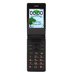 Yunseity Senior Flip Phone, HD Dual Screens SOS Buttons Large Fonts Loude Volume Easy Mobile Phone, 8 Family Numbers Flip Cellphone with Flashlight Radio E Book for Elderly Kids (Black)