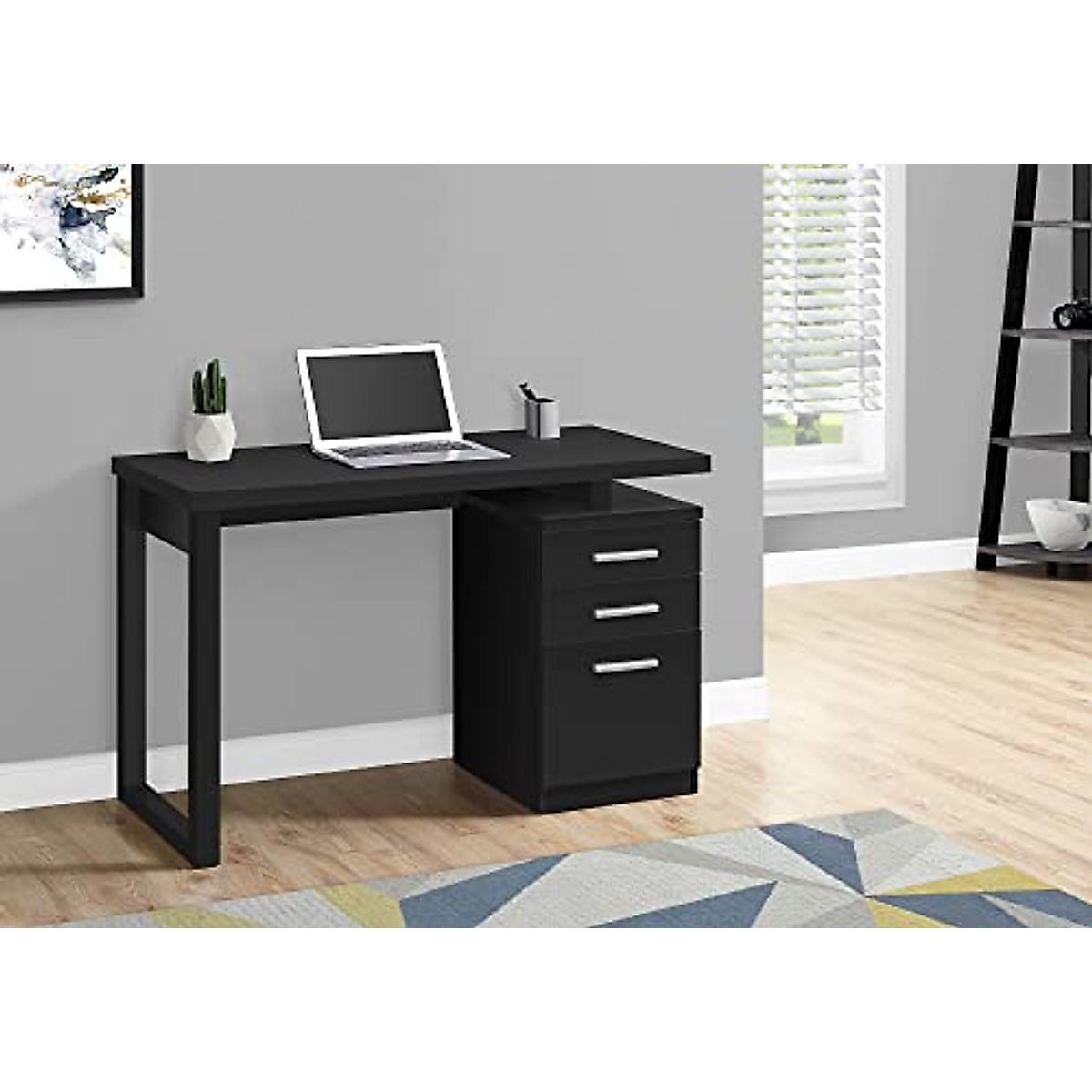 Monarch Specialties 7691 Computer Desk, Home Office, Laptop, Left, Right Set-up, Storage Drawers, 48" L, Work, Laminate, Contemporary, Modern Desk-48 Facing, 47.25" L x 23.5" W x 30" H, Black/Black