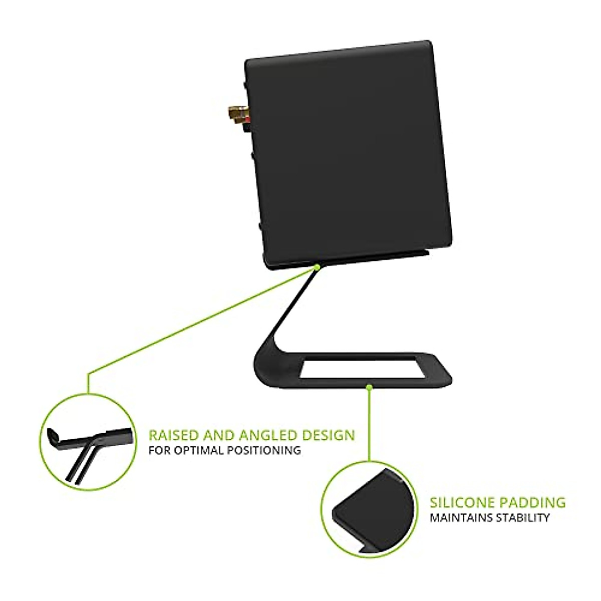 Kanto SE2 Elevated Desktop Speaker Stands for Small Speakers & Compact 2”-3” Studio Monitors | 3.8” Tall | Supports 7.1 lbs | Damping 1.5 mm Silicone Padding | Pair | Black