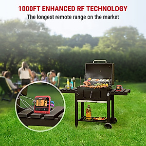 TempPro H29 Wireless Meat Thermometer with 4 Probes, 1000FT Smoker Thermometer for Grilling and Smoking, Meat Probe BBQ Thermometer for Oven and Grill