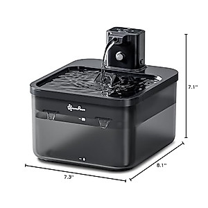 DownyPaws Battery Operated Cat Water Fountain, 84oz/2.5L Fursink Wireless Pet Water Fountain for Cats Inside, Automatic Cat Waterer Fountain with Motion Sensor, Ultra Quiet Pump, BPA-Free, Black