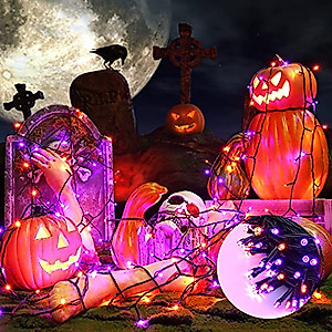 Toodour Orange Purple Halloween Lights, 213ft 600 LED Plug in Halloween String Lights with 8 Modes and Timer, Outdoor Halloween Lights for Home, Garden, Party, Halloween Decorations