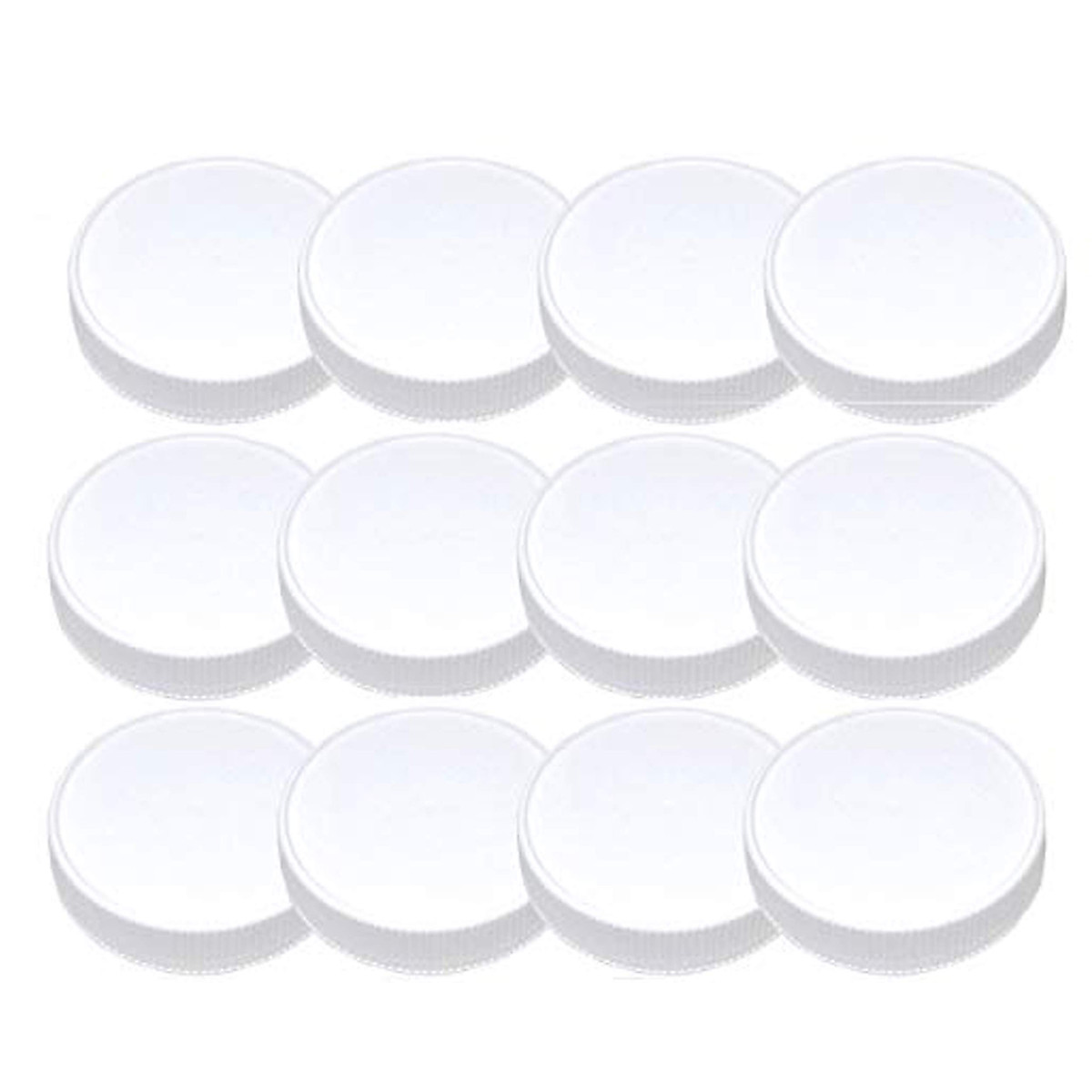 Jarming Collections Plastic Mason Jar Lids - Regular Mouth Mason Jar Storage Lids, Reusable Leak Proof Colored Caps, Covers 2.75 Inch Mouth Glass Mason Jars, Set of 12 (White)