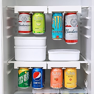 2 PCS Hanging Soda Organizer for Refrigerator,Soda Can Organizer Stacking Can Dispenser for Refrigerator Space Save for Pantry, Freezer, Kitchen, Beverage Storage Holder Up to 16 Cans