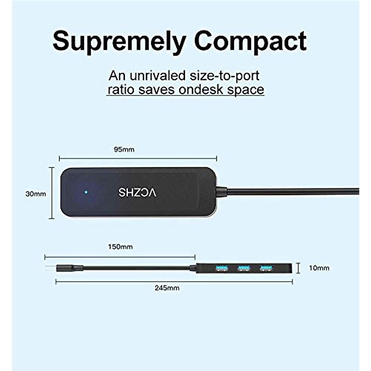 USB 3.0 Hub, VCZHS 4-Port USB Hub 3.0, Ultra-Slim Data USB Hub for Mac and Windows, Ultrabook and Laptop Flash Drive, Mobile HDD USB Hub 3.0