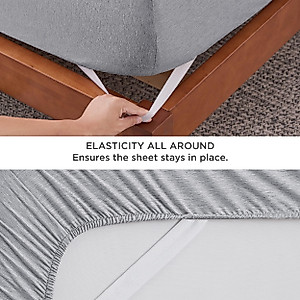 Bedsure King Size Sheets Set Grey, Soft 4 Pieces King Sheets, Cooling Sheets for King Size Bed, Luxury Cationic Dyed Bed Sheets, Deep Pockets & Easy-Fit, Breathable & Wrinkle Free