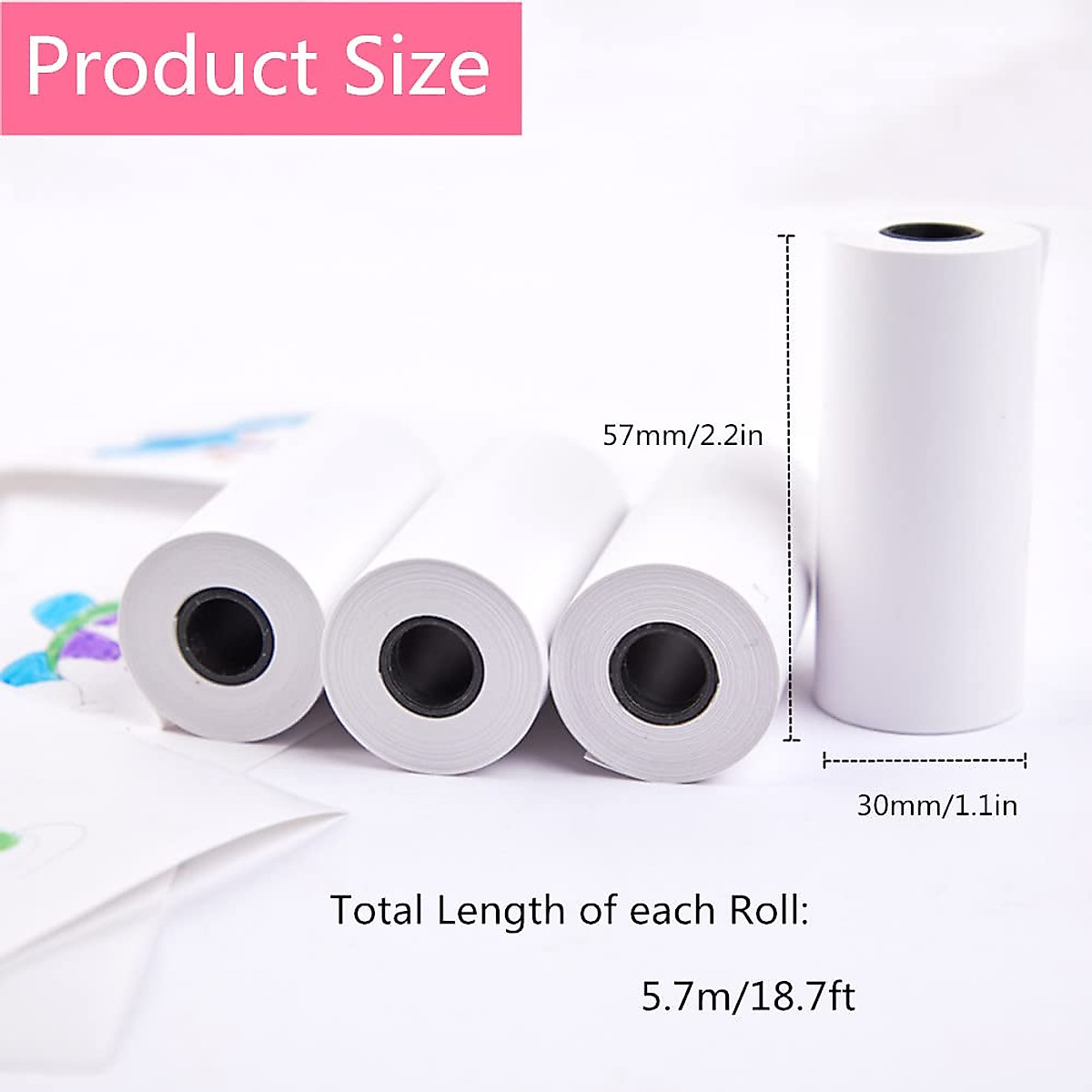 20 Pack Kids Instant Camera Refill Print Paper, 2.2 x 1.2 Inch Photo Printer Thermal Paper Rolls Print White Camera Paper Refill Compatible with VTech, Kidizoom, Dragon Touch Camera for Kids
