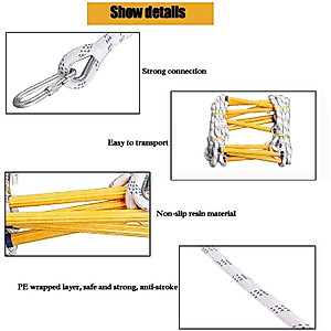FGQCBBYC Emergency Fire Escape Ladder Rope Ladder Outdoor Soft Safety Ladder Hooks for Window Balcony, Home Climbing Escape Ladders,Reusable/3M/10Ft/18M/59Ft