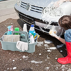 Minekkyes 4-Pack Plastic Caddies with Portable Handle, Supply Caddy Basket for Storage Cleaning Tool, Grey