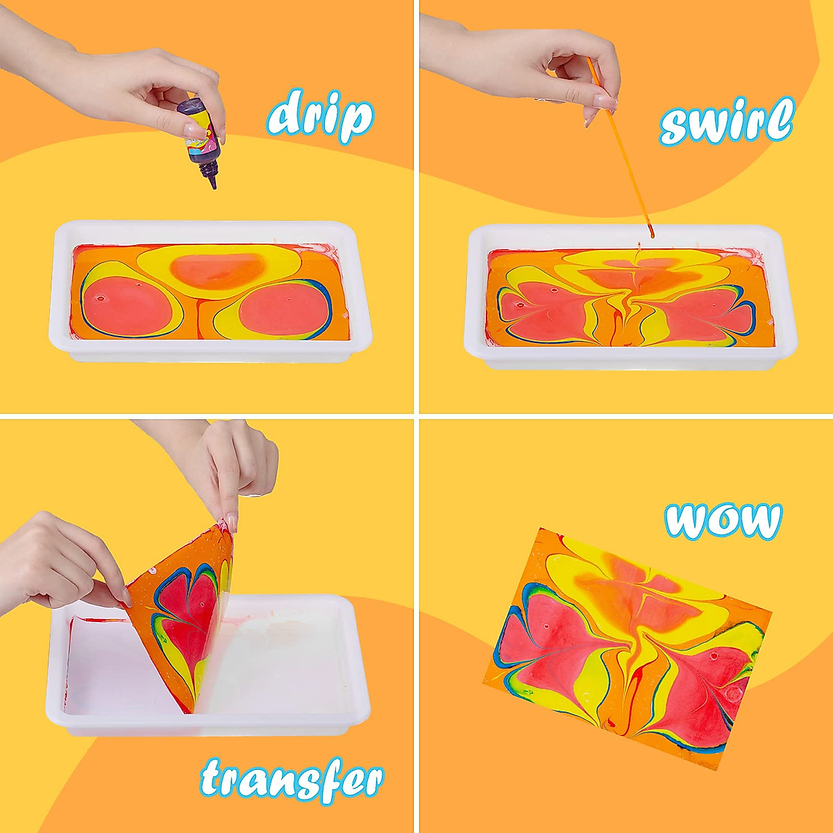 Water Marbling Paint Kit Arts and Crafts for Girls & Boys Christmas Thanksgiving Gifts for Kids Ages 4 5 6 7 8 9 10