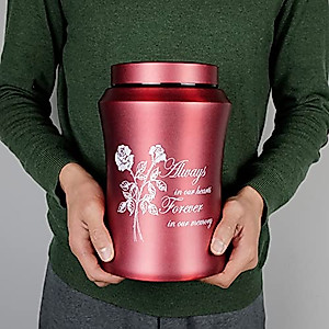 Large Cremation Urns for Adult Human Ashes, Up to 220 lbs Decorative Urn with Flower Design for Female Male Ashes with Velvet Bag(Rose of Love)