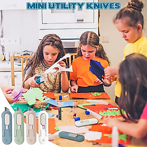 OneNine Retractable Letter Opener, 4 pcs Utility Knife Box Cutters, Box Cutter Retractable, Retractable Mini Art Cutter, Box Cutters, Easy Slide Retractable Blade for Office, Home, Crafts, Hobby Use