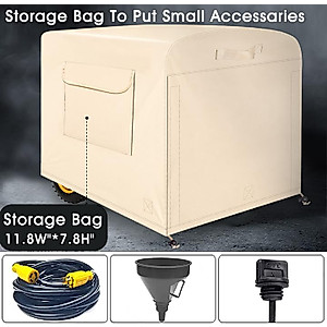 WNATN generator cover,32''L*24”W*24”H Generator Covers Heavy Duty Waterproof,600D generac generator cover,portable generator cover,inverter generator cover for outside(Beige)