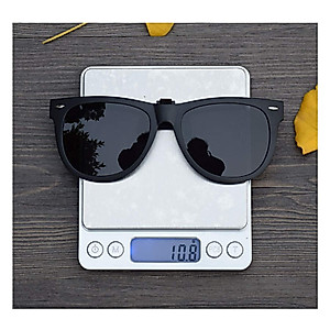 OopsMi Clip-on Sunglasses Polarized Unisex Anti-Glare Driving Glasses With Flip Up for Prescription Glasses (Black Lens)