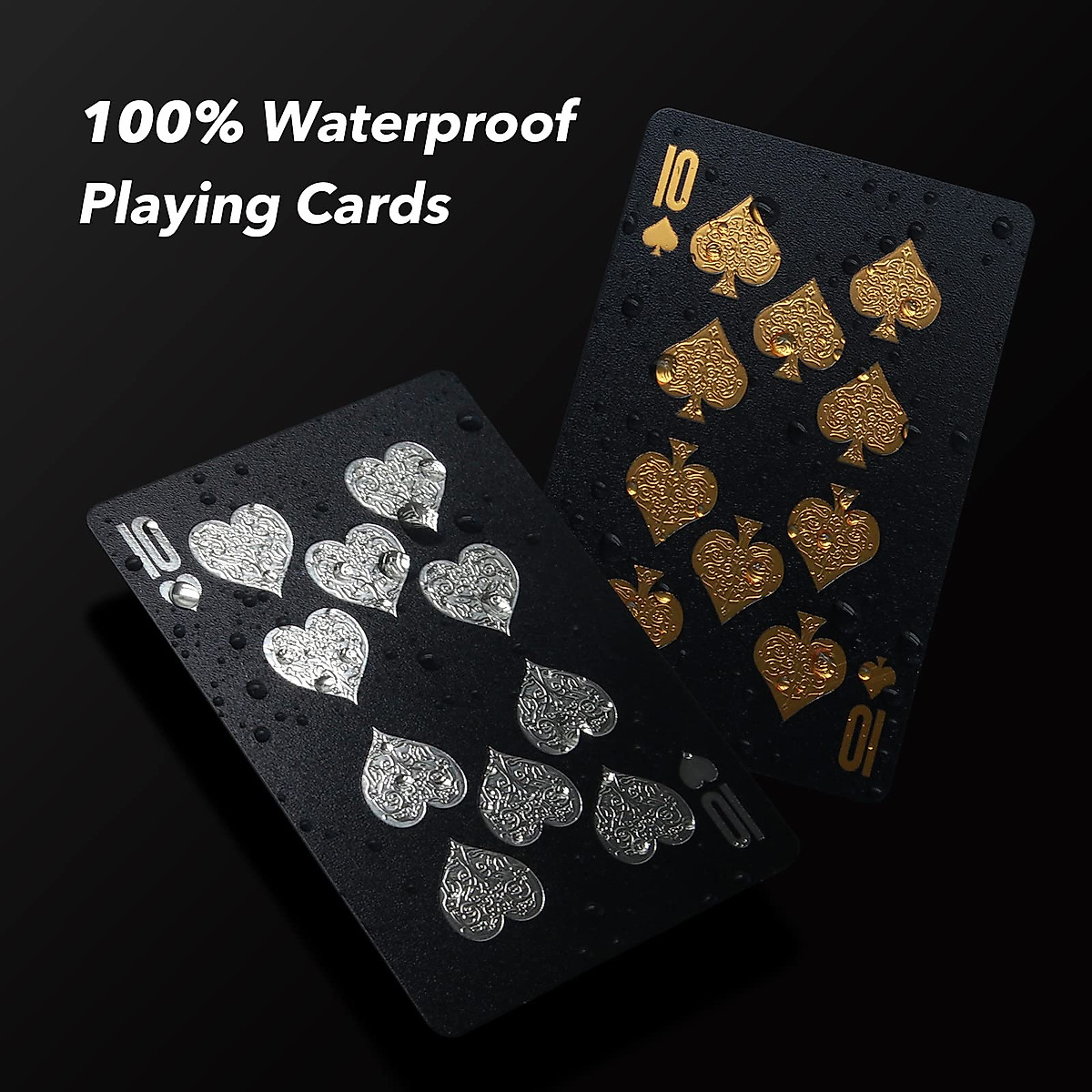 INTEGEAR 2 Decks of Playing Cards, Gold 3D Embossed Patterned Poker Cards Plastic PET Waterproof Playing Cards Luxury Magic Trick Game Tool Gift Reusable Party Decoration