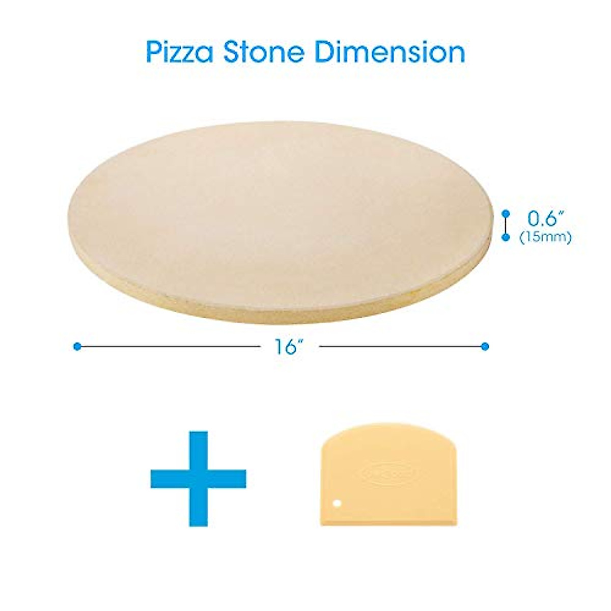 Unicook 16 Inch Round Pizza Baking Stone, Heavy Duty Cordierite Pizza Stone for Oven and Grill, Thermal Shock Resistant, Ideal for Baking Crisp Crust Pizza, Bread and More, Includes Scraper
