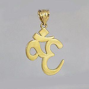 Solid 10k Gold Hindu Meditation Charm Yoga Om (Aum) Pendant