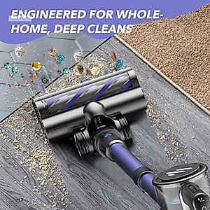 Cordless Vacuum, 23Kpa Powerful Suction Cordless Vacuum Cleaner with 250W Brushless Motor, 2 in 1 Lightweight Quiet with Detachable Battery Runtime Up to 35mins Perfect for Hardwood Carpet Pet Hair